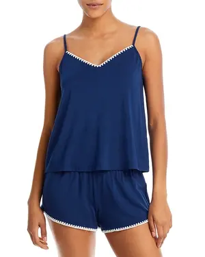 Eberjey Frida Cami & Shorts Pajama Set - Navy/ivory