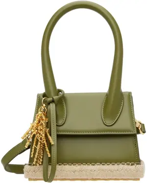 Jacquemus Jacquemus Green Le Raphia 'Le Chiquito Moyen Cordao' Shoulder Bag - 560 Khaki