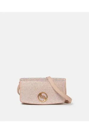 Stella McCartney S-Wave Crystal Hotfix Wallet On Strap Gold