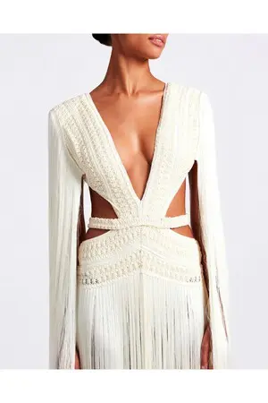Patbo Fringe Dress - White | Editorialist