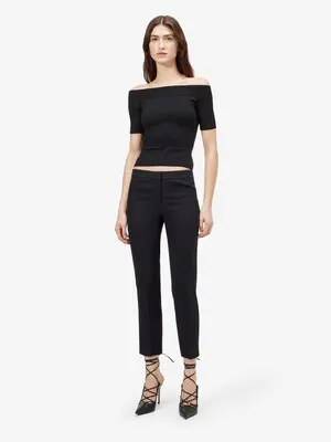 Alexander McQueen Leaf Crepe Cigarette Trousers