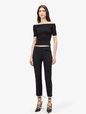 Alexander McQueen Leaf Crepe Cigarette Trousers - Black