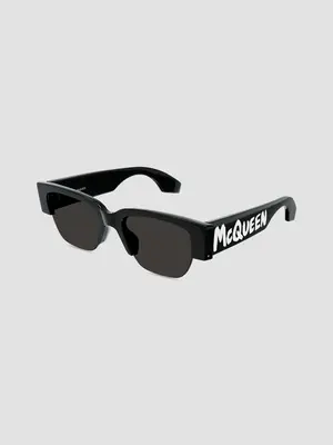 Alexander McQueen Graffiti 54mm Mirrored Acetate Sunglasses - Light Blue