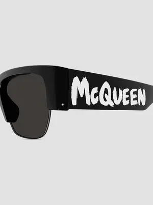 Alexander McQueen Graffiti 54mm Mirrored Acetate Sunglasses - Light Blue