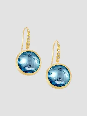 Marco Bicego Jaipur Color 18k Yellow Gold Topaz & 0.05 Tcw Diamond Drop Earrings - Blue