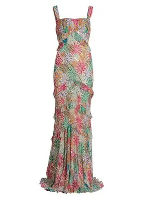 Saloni Women's Chandra Embellished Mermaid Gown - Whirlpool Sequin  - Whirlpool Sequin