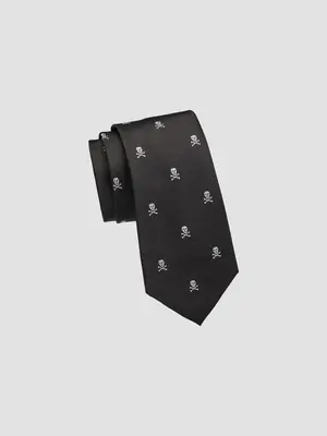 Ralph Lauren Purple Label Skull Crossbones Silk Tie - Black