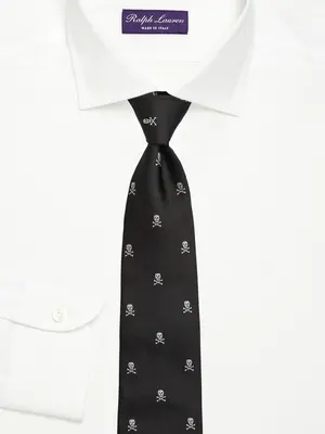 Ralph Lauren Purple Label Skull Crossbones Silk Tie - Black