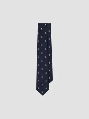 Ralph Lauren Purple Label Skull Crossbones Silk Tie Navy