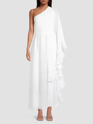 UNGARO Laura One-shoulder Ruffled Maxi Dress