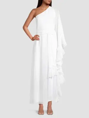 UNGARO Laura One-shoulder Ruffled Maxi Dress