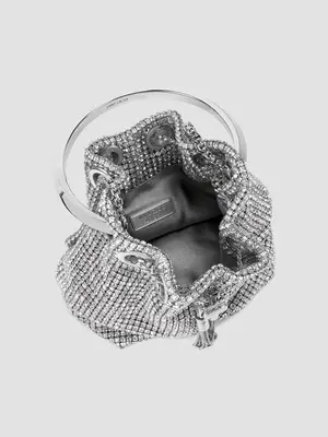 JIMMY CHOO Bon Bon Crystal Mesh Bucket Bag - Silver