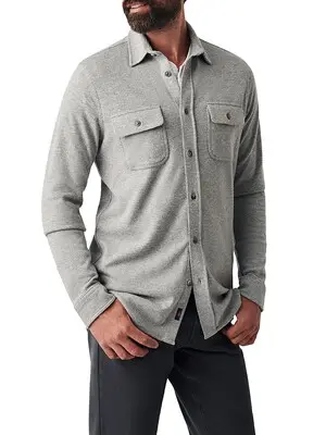 Faherty Brand Legend Knit Button-up Shirt Fossil Grey