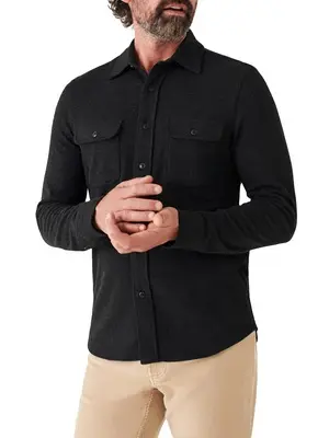 Faherty Brand Legend Knit Button-up Shirt - Heathered Black