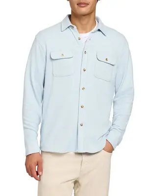 Faherty Brand Legend Knit Button-up Shirt Ice Blue Twill