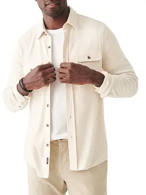 Faherty Brand Legend Knit Button-up Shirt Off White