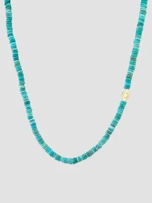SYDNEY EVAN 14k Yellow Gold & Turquoise Bead Evil Eye Charm Necklace - Blue