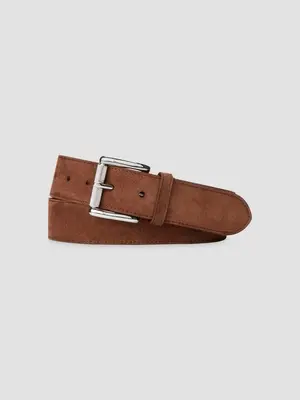 Ralph Lauren Purple Label Roller Buckle Suede Belt - Brown