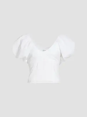 FRAME Puff-sleeve Seersucker Top - Blanc