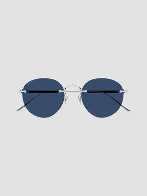 Cartier Signature C 52mm Platinum-plated Round Sunglasses - Silver