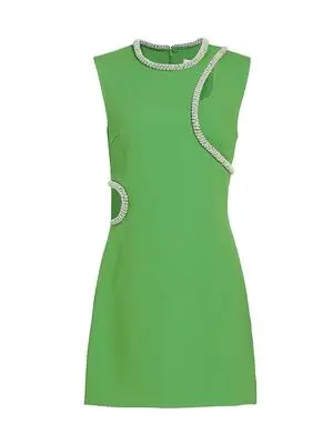 Simkhai Women's Kat Beaded-Trim Minidress - Petal  - Parakeet
