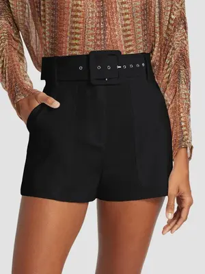 Ramy Brook Kasey Belted High-rise Shorts - Black