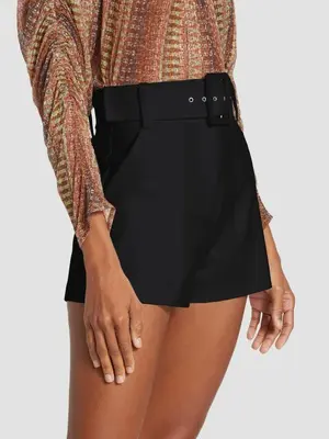 Ramy Brook Kasey Belted High-rise Shorts - Black