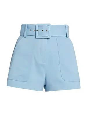 Ramy Brook Kasey Belted High-rise Shorts Blue Quartz