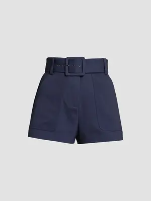 Ramy Brook Kasey Belted High-rise Shorts Navy
