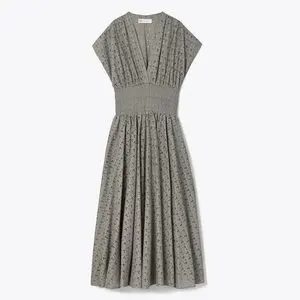 Tory Burch Cotton Eyelet Dress - Gray Eclipse