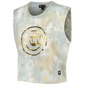 THE WILD COLLECTIVE Chicago Cubs Washed Muscle Tank Top