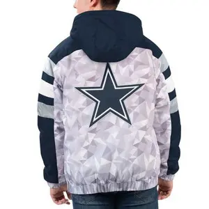 STARTER White/navy Dallas Cowboys Thursday Night Gridiron Raglan Half-zip Hooded Jacket