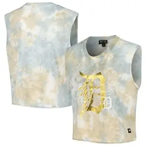 THE WILD COLLECTIVE Detroit Tigers Washed Muscle Tank Top - White