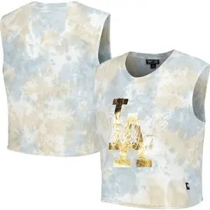 THE WILD COLLECTIVE Los Angeles Dodgers Washed Muscle Tank Top - White