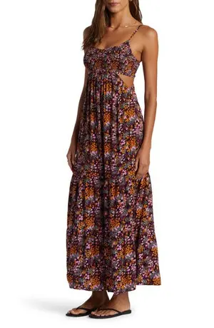 Roxy Tropical Print Maxi Dress - Anthracite Floral Daze