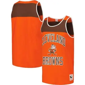 Mitchell & Ness Brown Cleveland Browns Heritage Colorblock Tank Top - Orange
