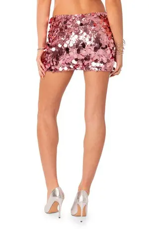 EDIKTED Sabina Sequin Mini Skirt - Pink