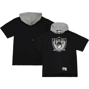 Mitchell & Ness Las Vegas Raiders Postgame Short Sleeve Hoodie - Black