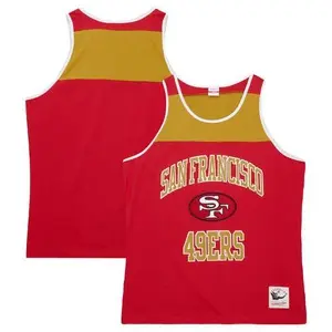 Mitchell & Ness Gold San Francisco 49ers Heritage Colorblock Tank Top - Scarlet
