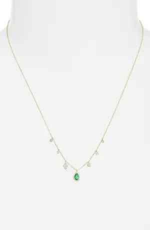 Meira T Diamond And Emerald Pendant Necklace