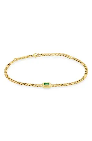 Zoe Chicco Emerald Curb Chain Bracelet - 14k Yellow Gold