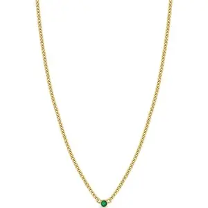 ZOE CHICCO Zoë Chicco Emerald Curb Chain Necklace