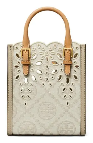 Tory Burch Mini T Monogram Eyelet Tote