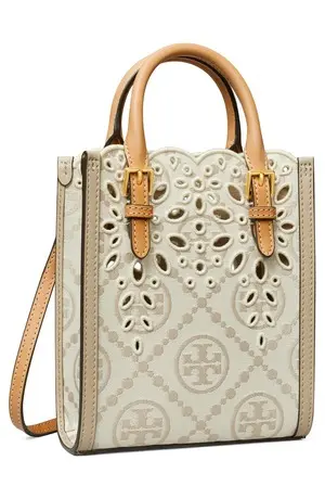 Tory Burch Mini T Monogram Eyelet Tote