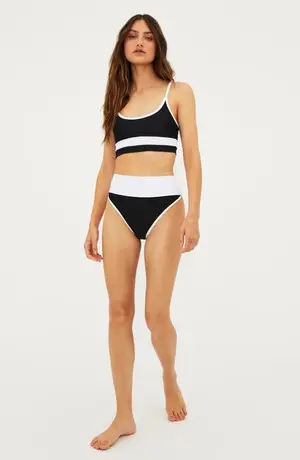 Beach Riot Eva Colorblock Bikini Top - Black/white