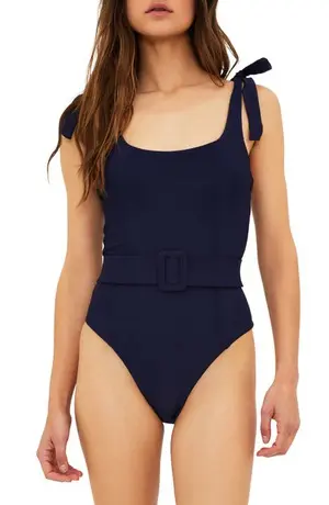 Beach Riot Beach Riot Sydney Belted One-piece Swimsuit Navy
