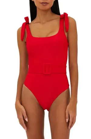Beach Riot Beach Riot Sydney Belted One-piece Swimsuit Red