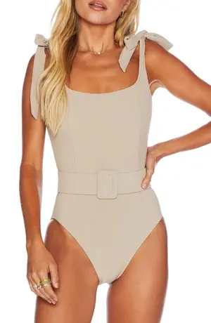 Beach Riot Sydney Belted One-piece Swimsuit - Tan