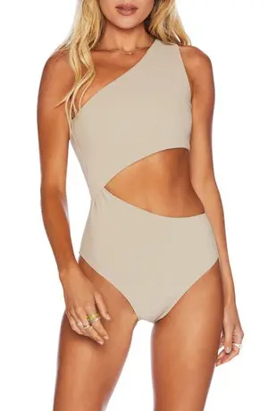 Beach Riot Celine Cutout One-shoulder One-piece Swimsuit - Tan