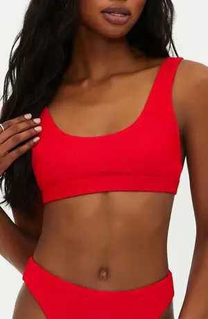 Beach Riot Peyton Ribbed Bikini Top - Red